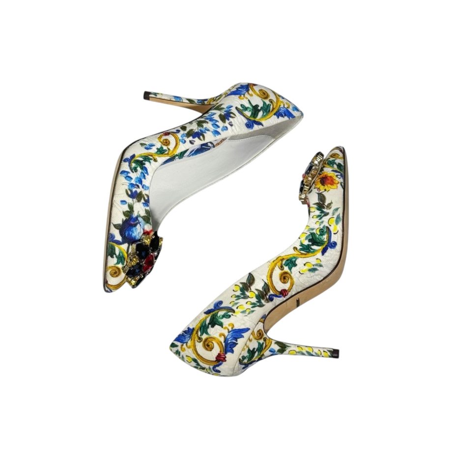 Dolce & Gabbana Floral Fabric Crystal Embellished Bellucci Heel - IN ...
